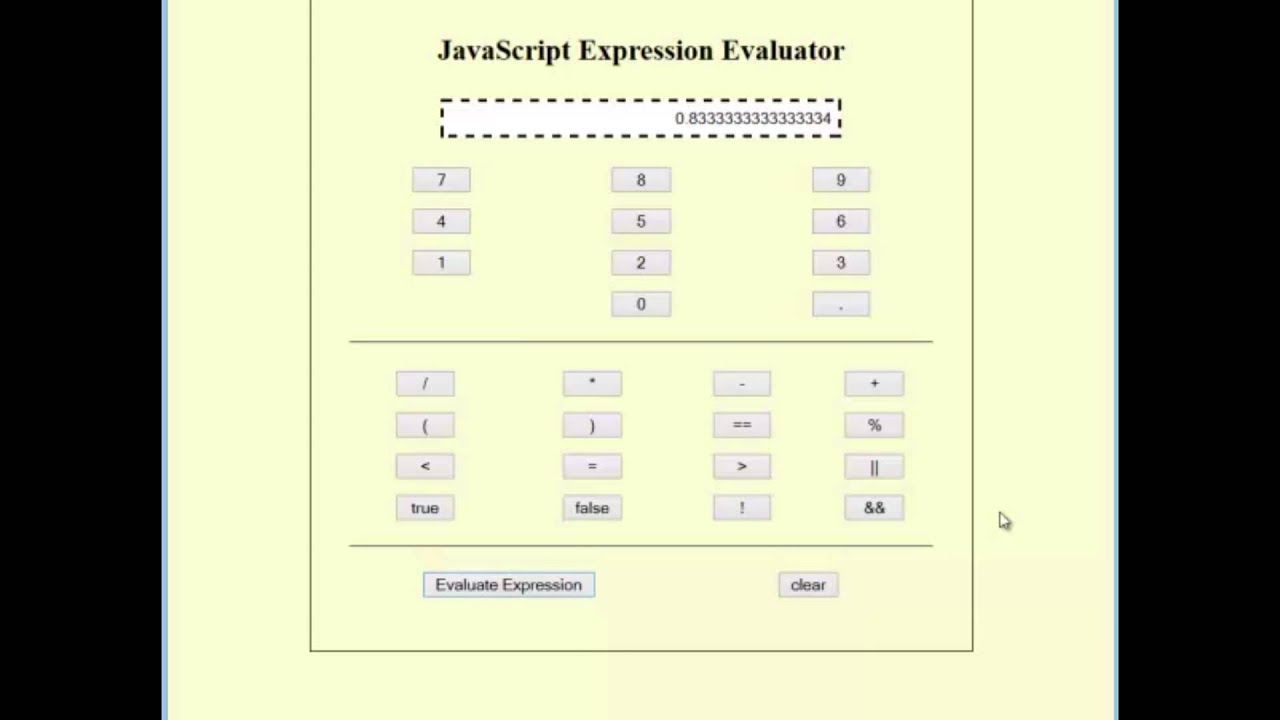 Javascript Learning Series: Expression Evaluator Demonstration