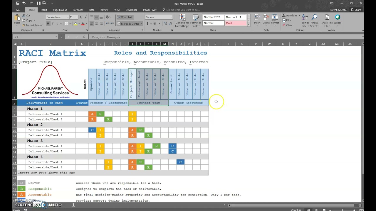 Free Download: RACI Matrix Template
