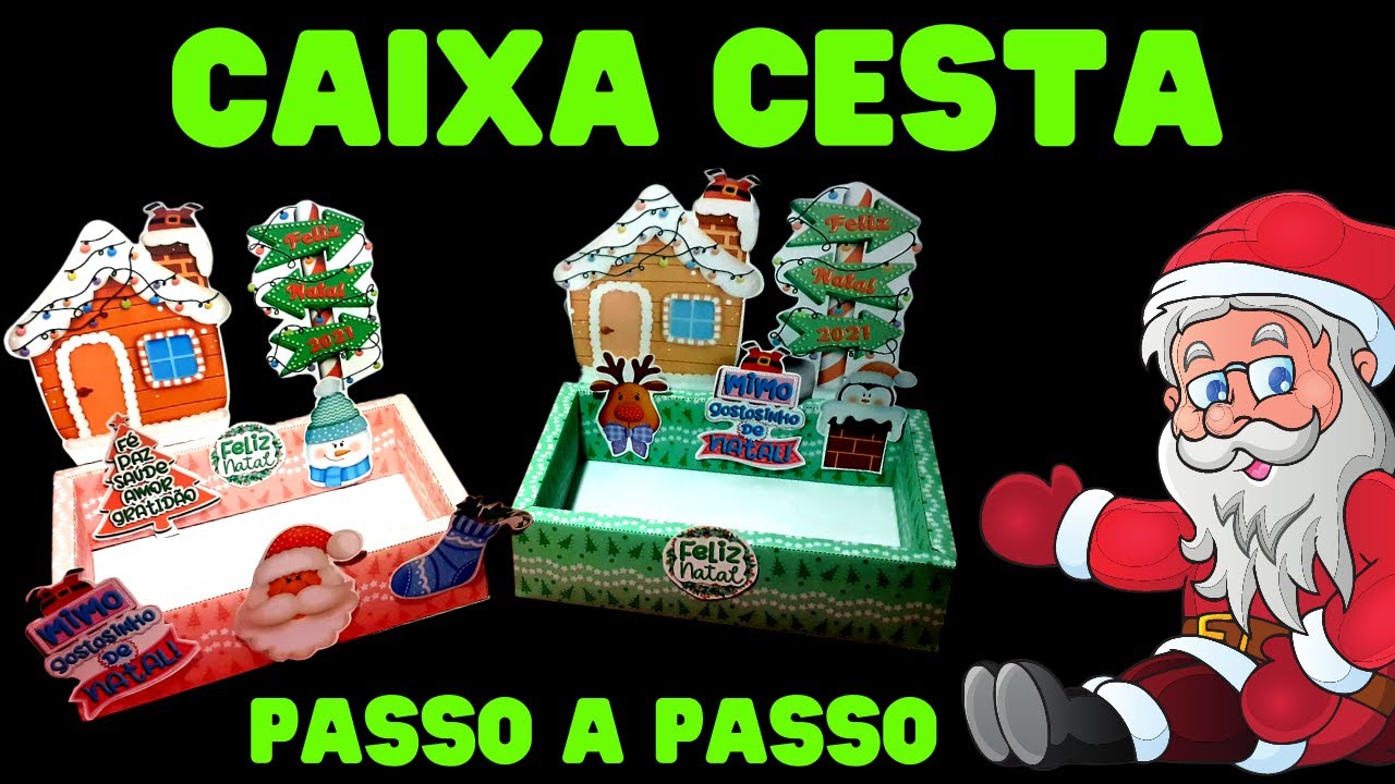 CAIXA CESTA DE NATAL 10 MODELOS DE ARTE GRÁTIS