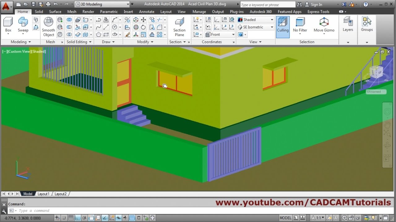 AutoCAD 3D House Modeling Tutorial Beginner Basic - 5