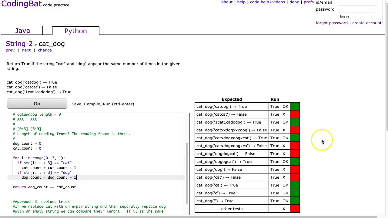 Codingbat - cat_dog (Python)