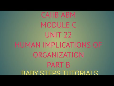 HUMAN IMPLICATIONS OF ORGANIZATION | UNIT 22 | PART B| MODULE C | CAIIB | ABM | BABY STEPS TUTORIALS