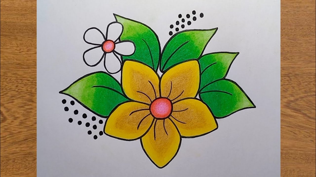 Cara menggambar ragam hias flora mudah || Gambar ragam hias Flora