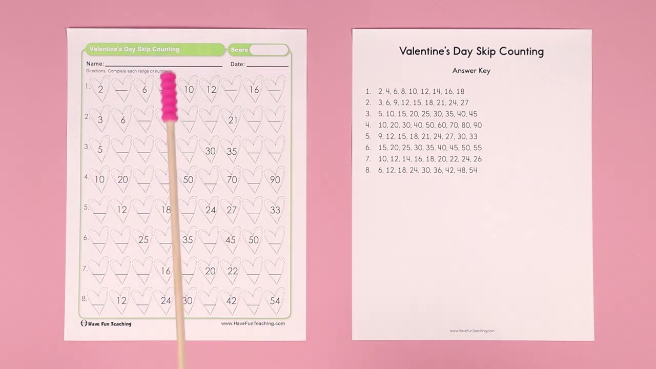 Valentine's Day Skip Counting Worksheet
