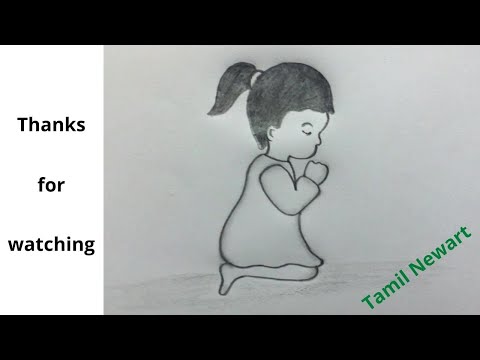 How to draw a Little girl praying to god | Easy drawing | @TamilNewArt