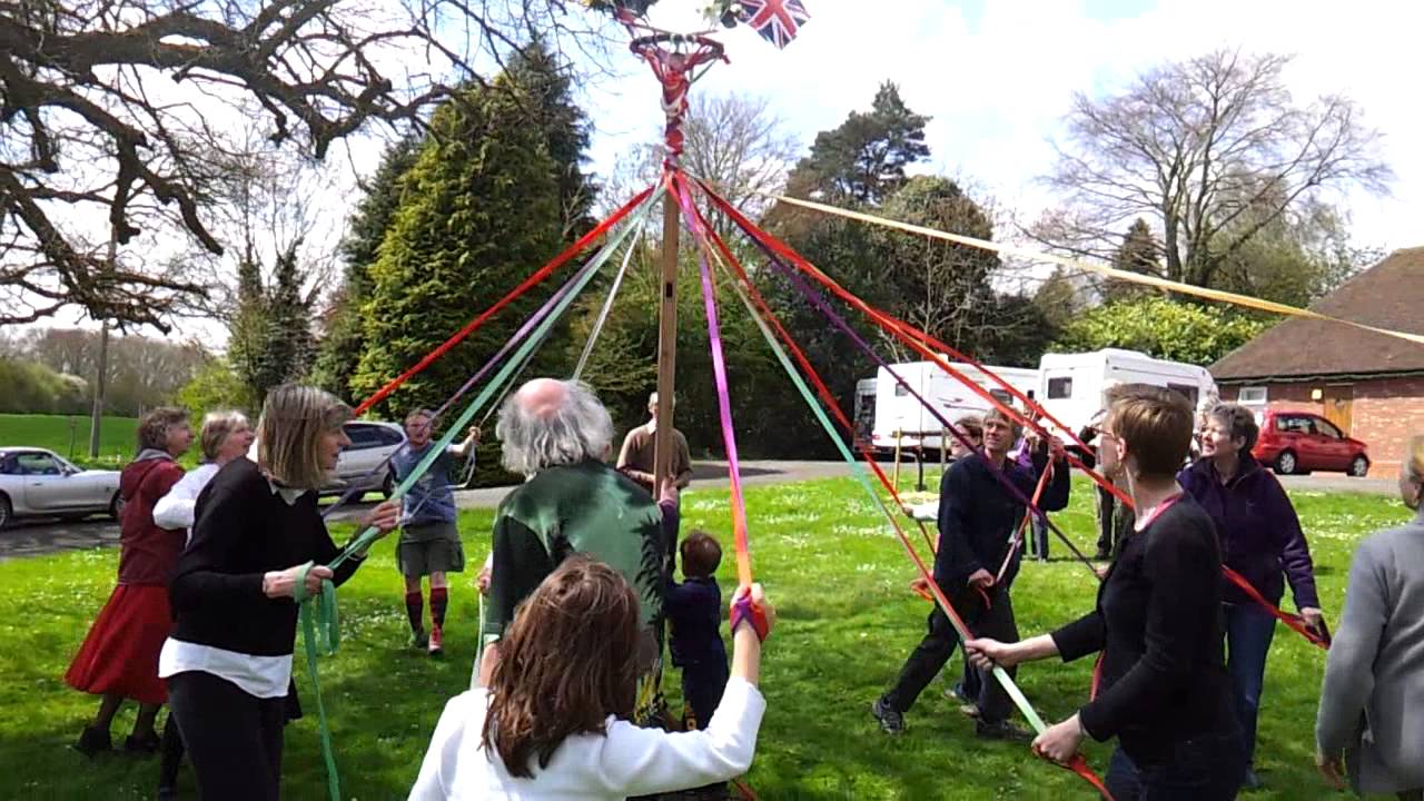 Maypole dancing at Great Alne 2013 (2) - unwinding the maypole