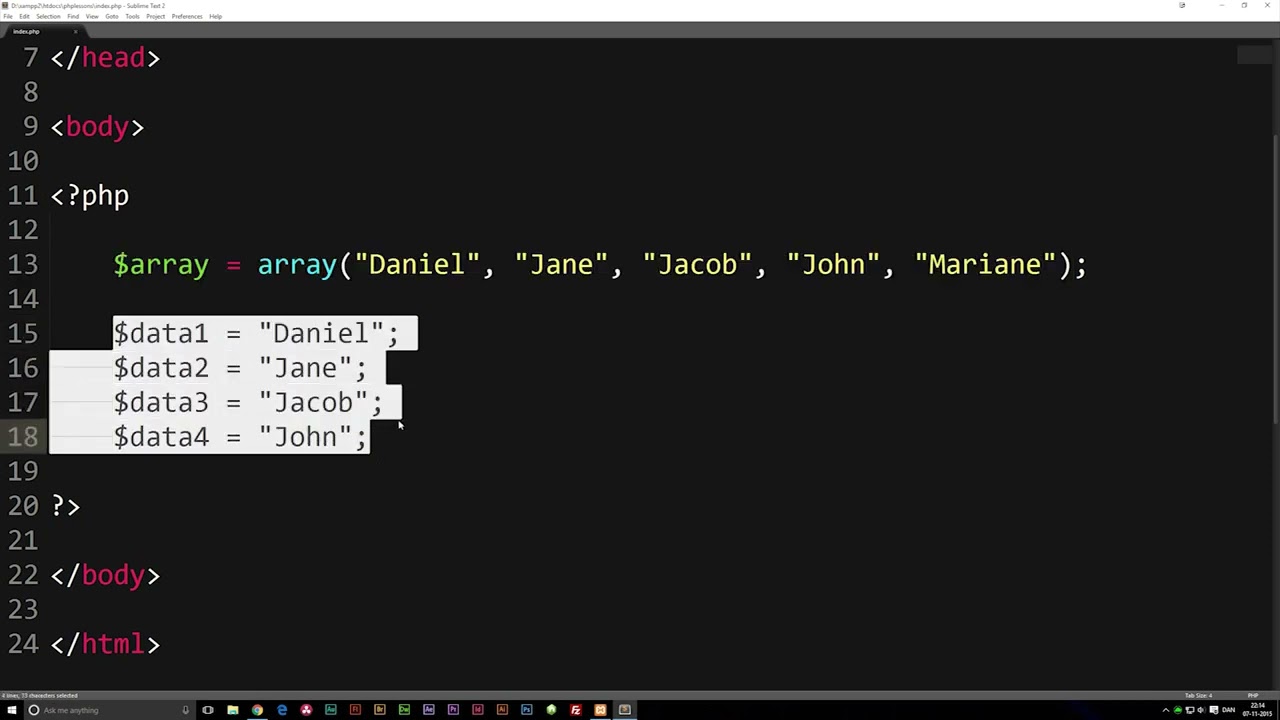 21  Using Arrays in PHP to Store Data   PHP Tutorial   Learn PHP Programming   PHP for Beginners 3