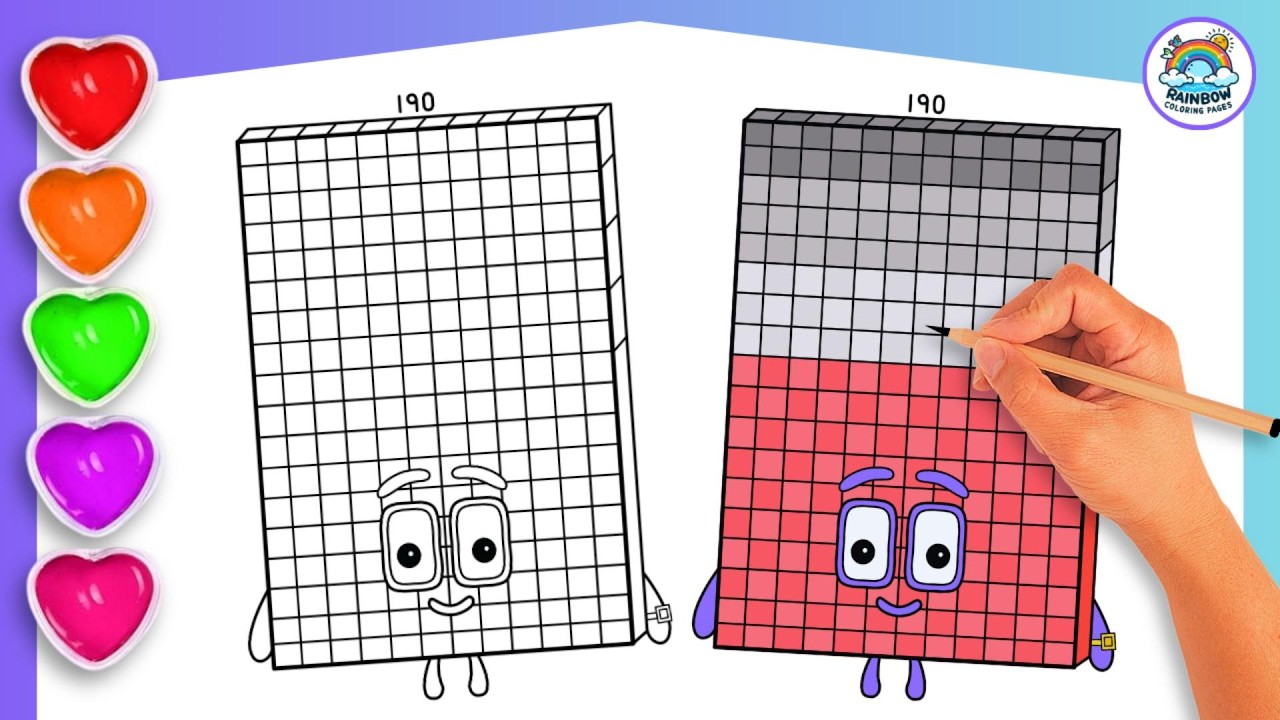 COLORING Numberblocks 190🌈 | Numberblock 190 Drawing & Coloring 🔢 For Kids & Toddlers