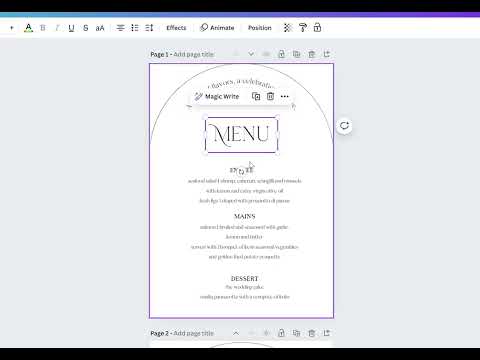 Minimal Arch Wedding Menu Template