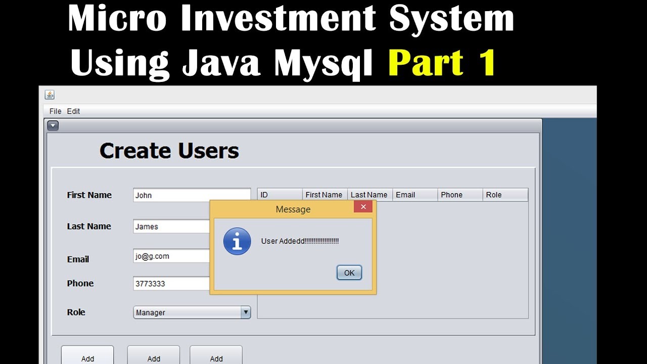 Micro Investment System Using Java Mysql Part 1