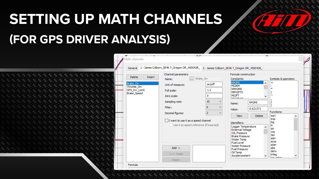 AiM Race Studio Analysis - Creating GPS Math Channels