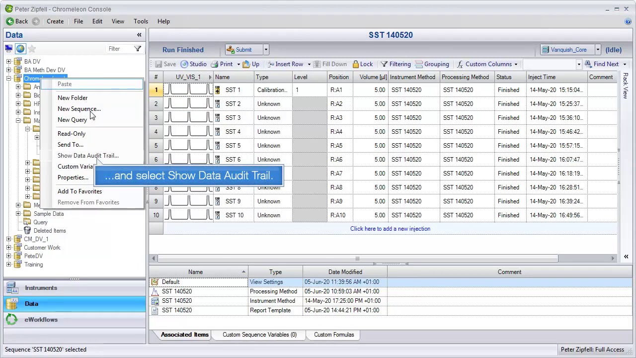 Chromeleon CDS Audit Trail Events
