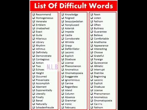 English # List of Difficult Words # 182