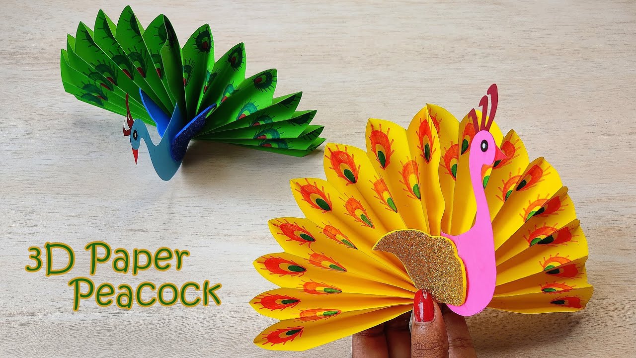 3D Paper Peacock | How to make beautiful Paper Peacock| Paper Pecock making Tutorial | Kids Craft