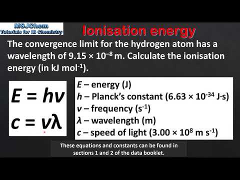 S1.3.6 Calculating ionisation energy (HL)
