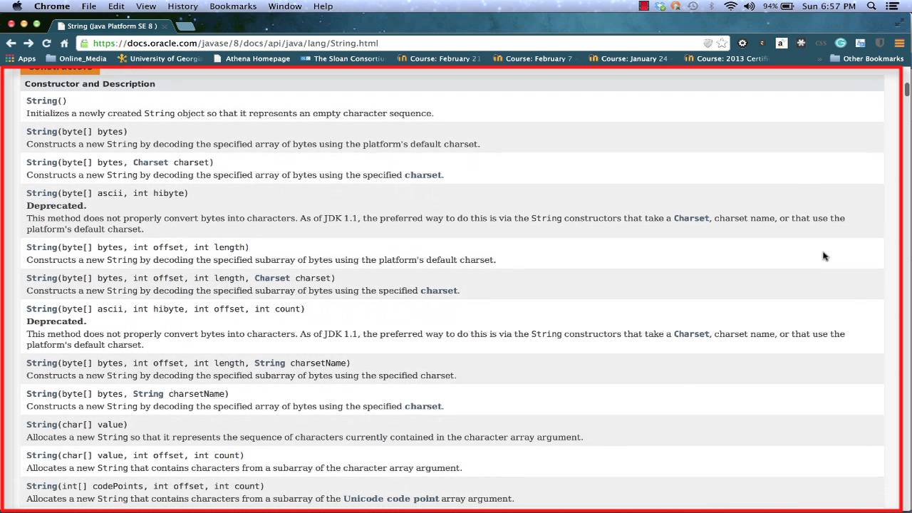 Using the JAVA API Online Documentation