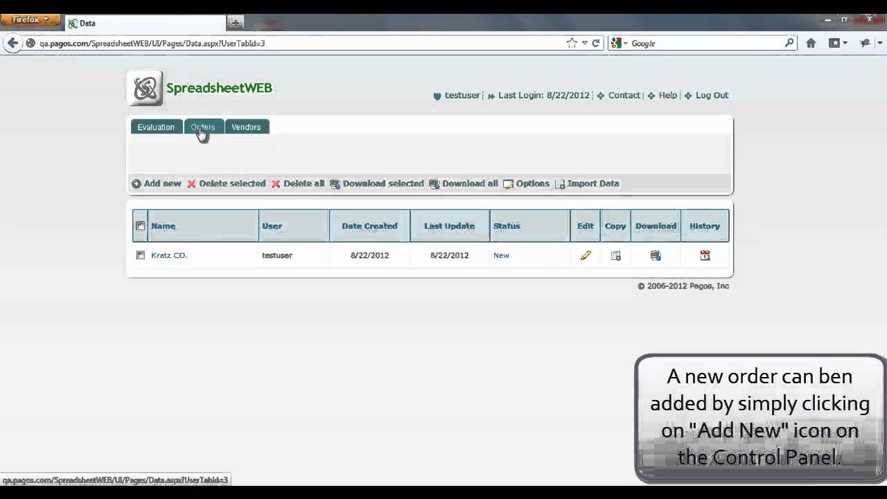 SpreadsheetWEB Custom Tab