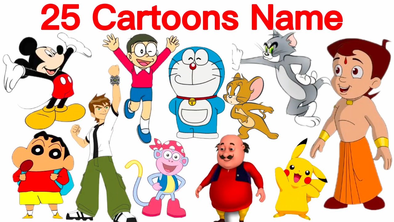 25 Cartoon Characters name English and Hindi | Cartoon Characters for Kids | kids Favourite Cartoon