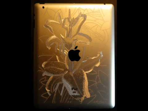 Hand Engraved iPad (Flowers Design) #9 of 12, by artist: Shawn Lisjack (Exotic Engravings)