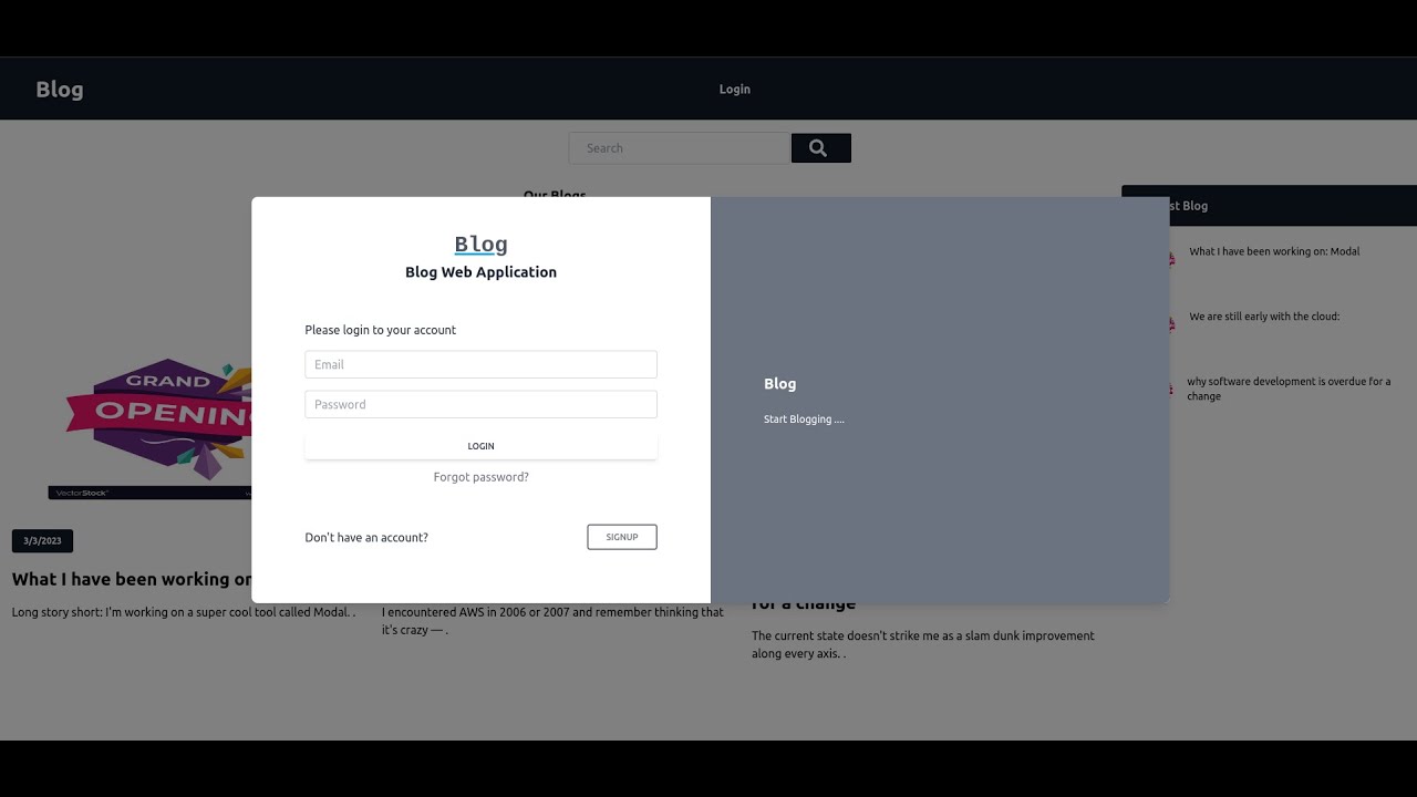 Web blog application using node js(express) and  react js