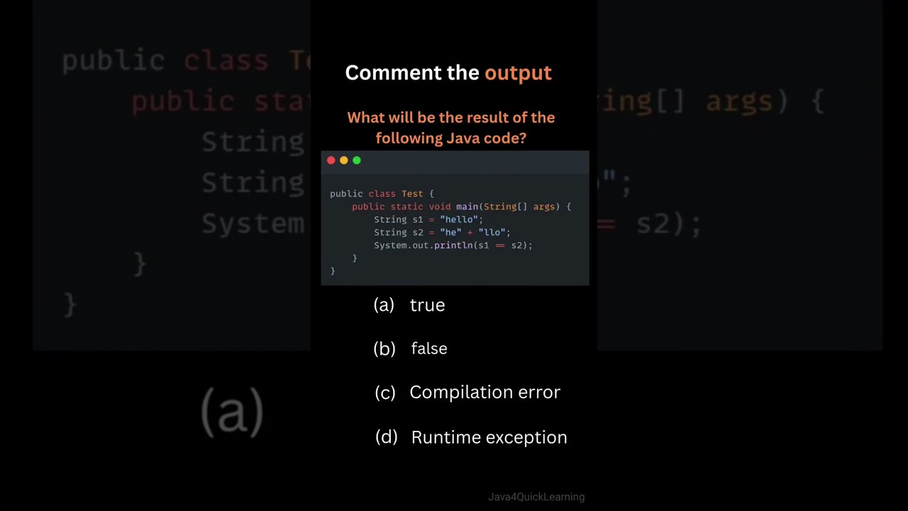 What will be the output #corejava #interviewquestions #programming #java4quicklearning