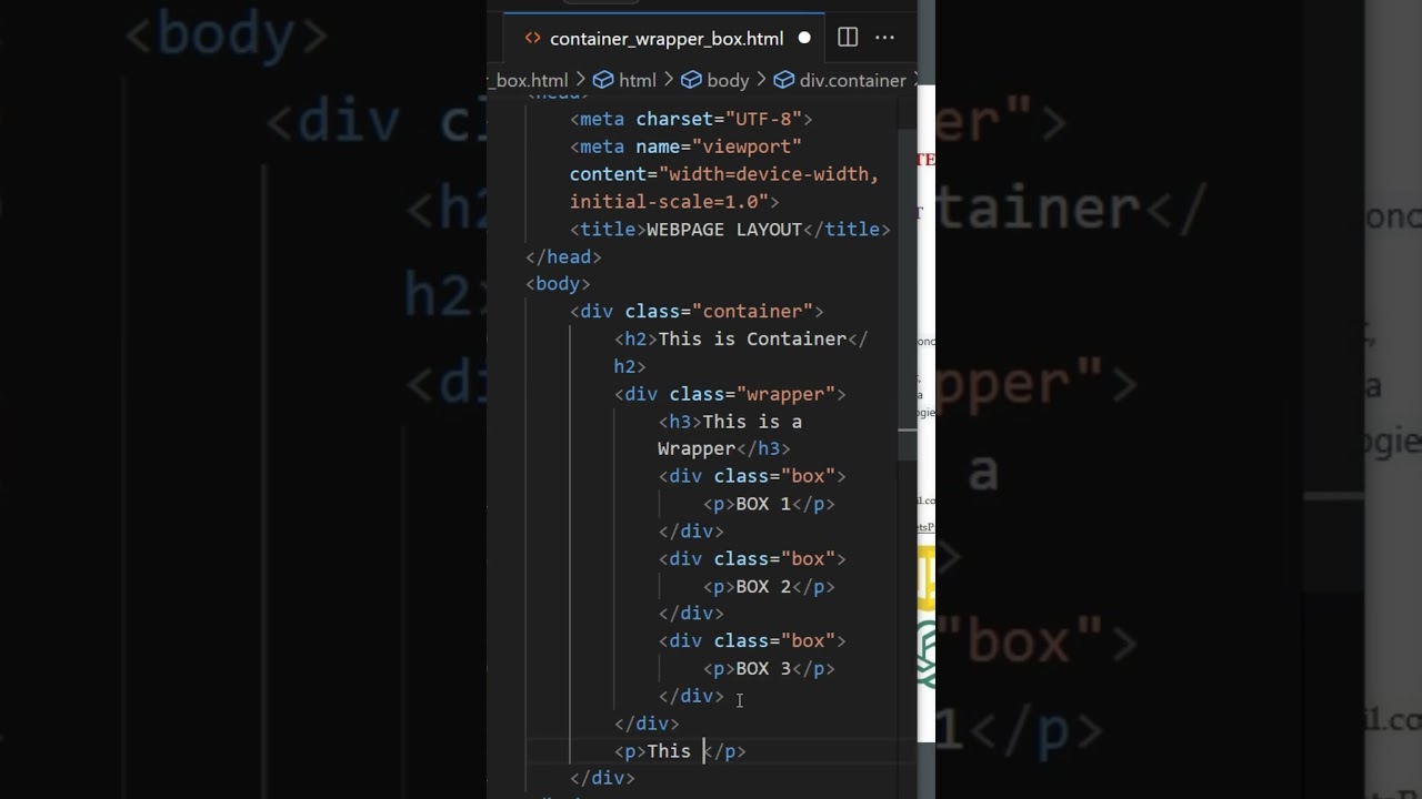 container wrapper & box - HTML CSS