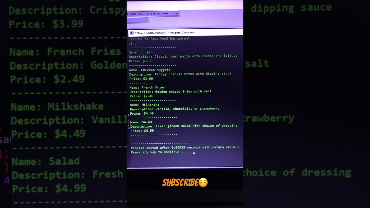 menu display IDE dev c++ #cppprogramming