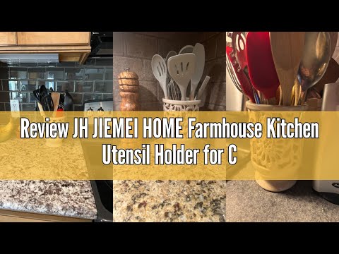 Review JH JIEMEI HOME Farmhouse Kitchen Utensil Holder for Countertop, Ceramic Large Cooking Utensil
