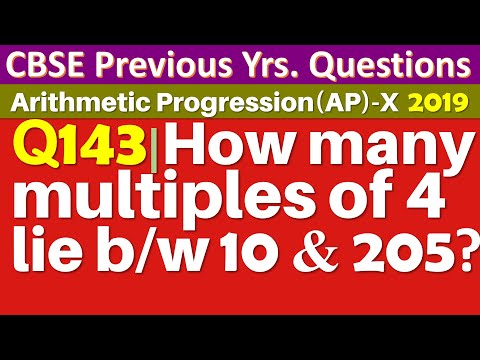Q143 | How many multiples of 4 lie between 10 and 205 ?