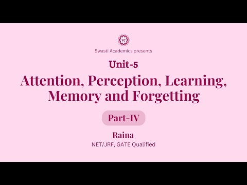 Attention Perception Learning Memory and Forgetting [Part 4] Video Lecture - Psychology for UGC NET