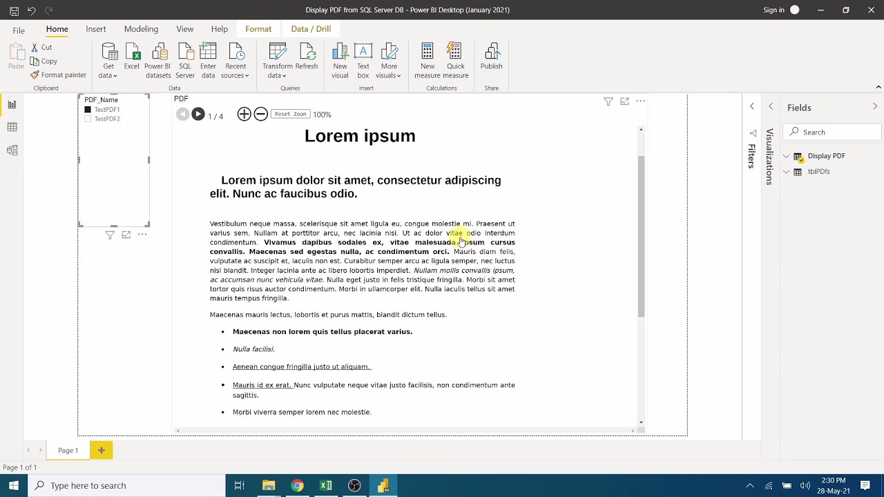 Display PDF Files stored in SQL Server in Power BI