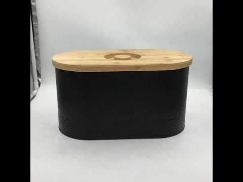 Modern Tall Metal Bread Box With Bamboo Cutting Board Lid