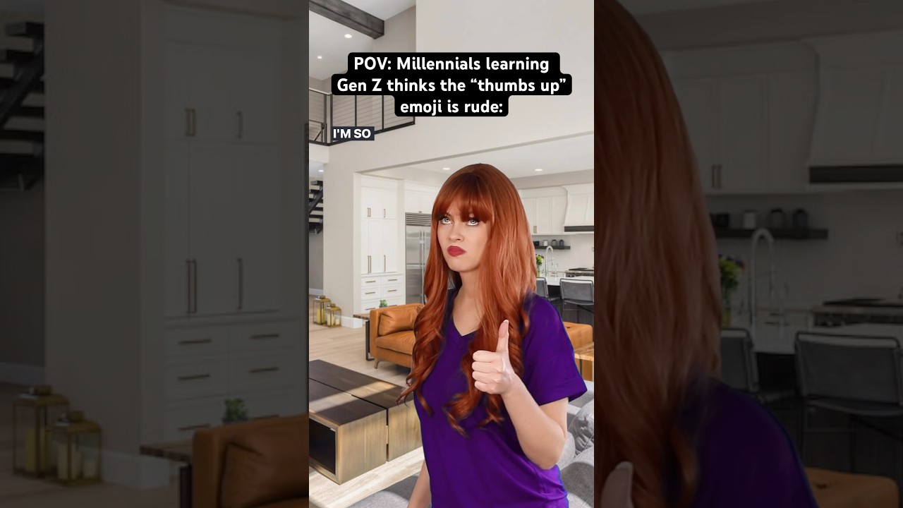 POV: #millennials learning Gen Z thinks the “thumbs up” emoji is rude. #genz #relatable #aging