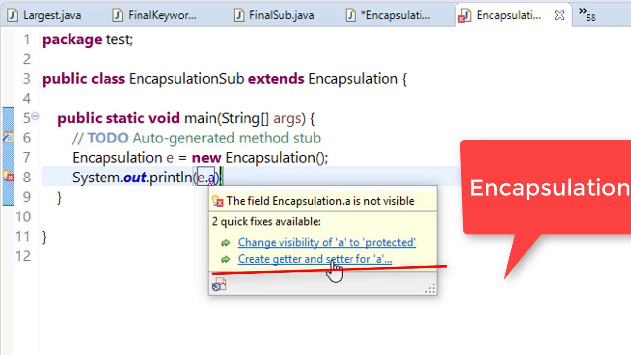 68. Encapsulation in java
