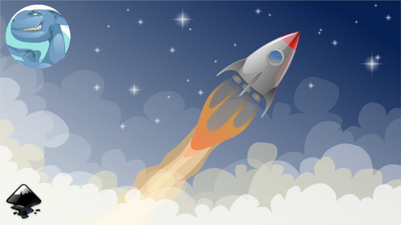 Rocket in space in Inkscape