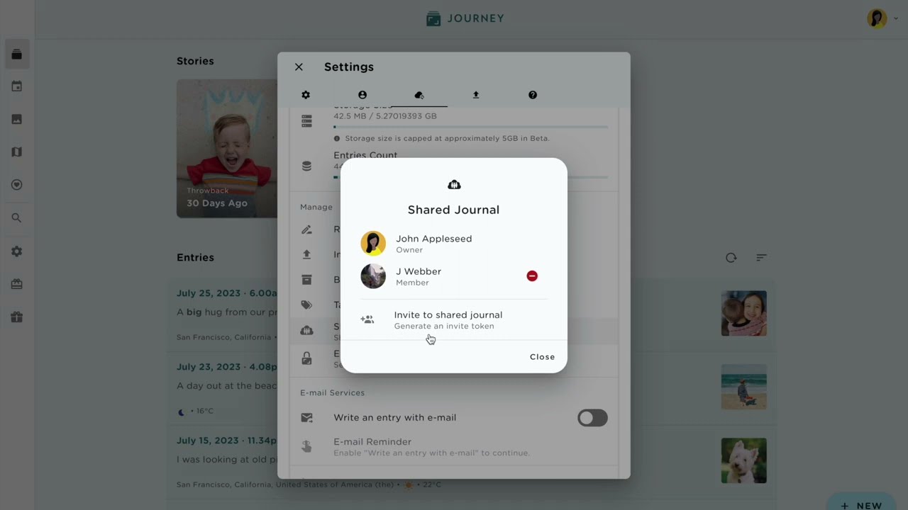 Journey Cloud Sync - Shared Journal