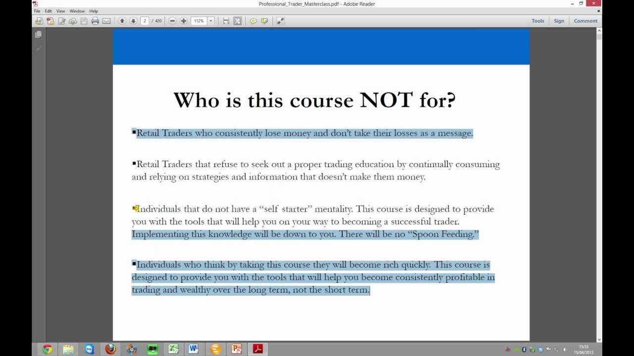 Professional Trading Masterclass Video Series with Anton Kreil - Who Is The Course For?