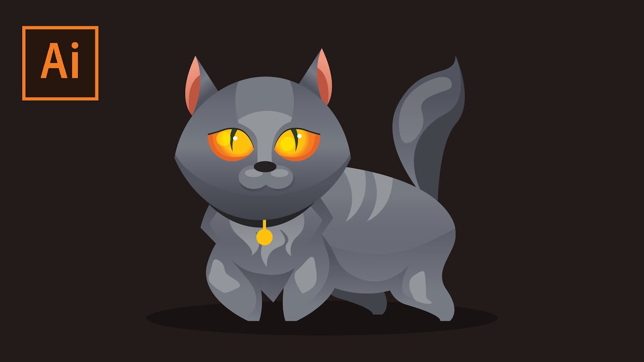 Flat Design Cat Tutorial in Illustrator