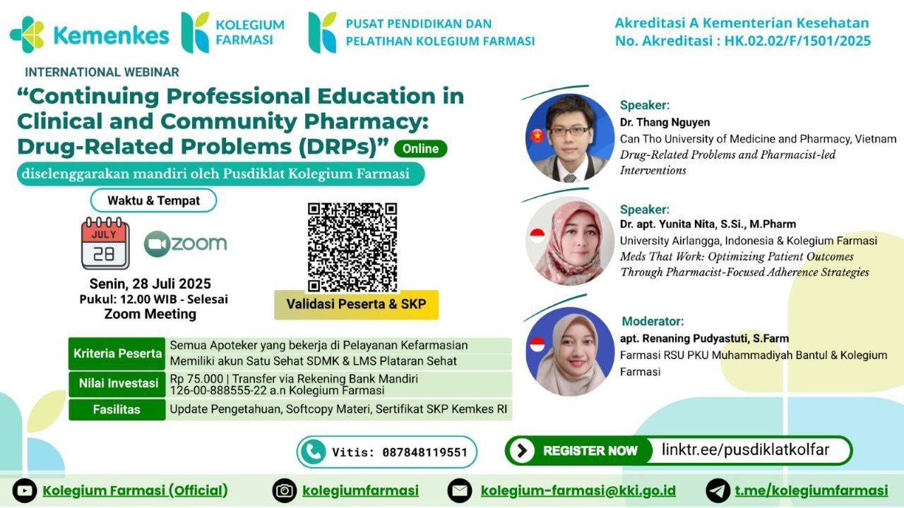 CPE in Clinical and Community Pharmacy: Drug-Related Problems (DRPs) - International Webinar