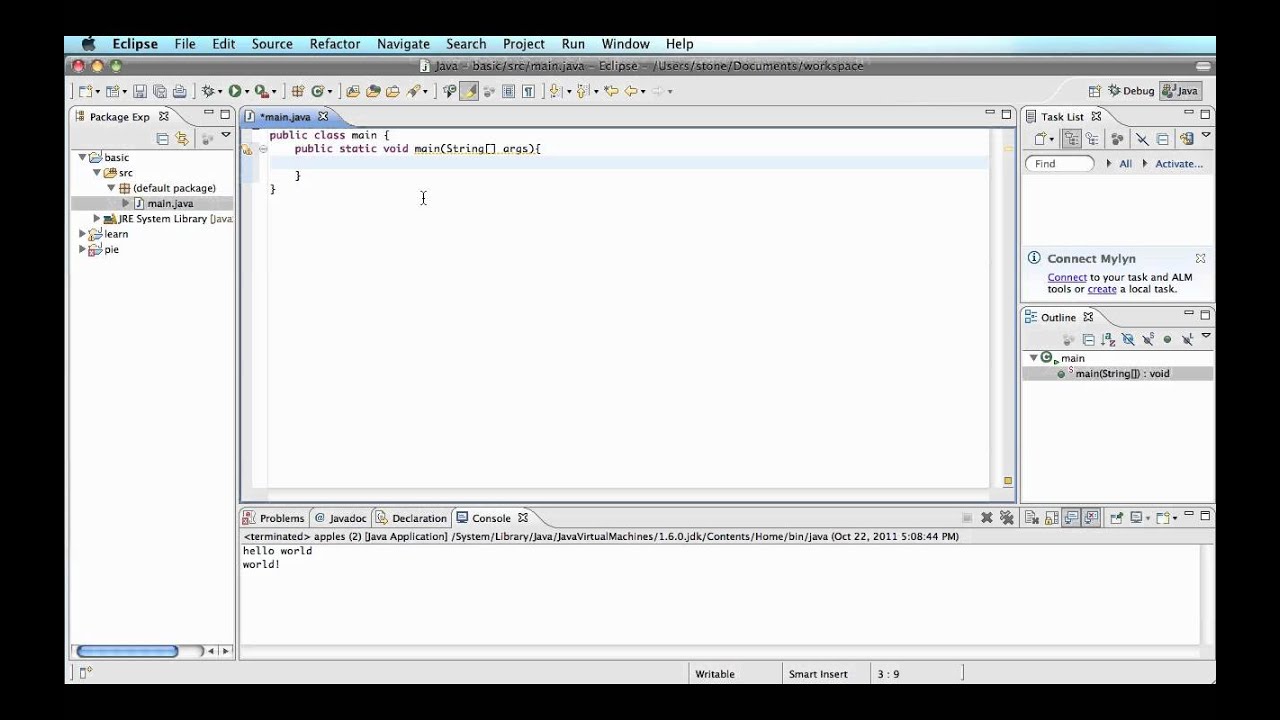 Java 1 - Hello world - Printing out text