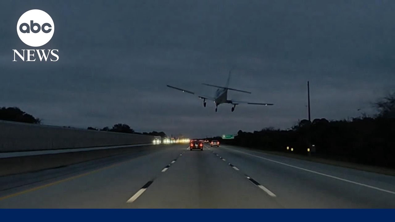 Plane crash lands on top of car on I-95 in Florida, everyone survives