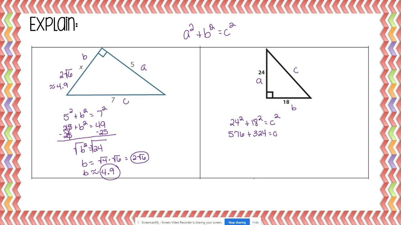 Finding Missing Side Lengths Using the Pythagorean Theorem