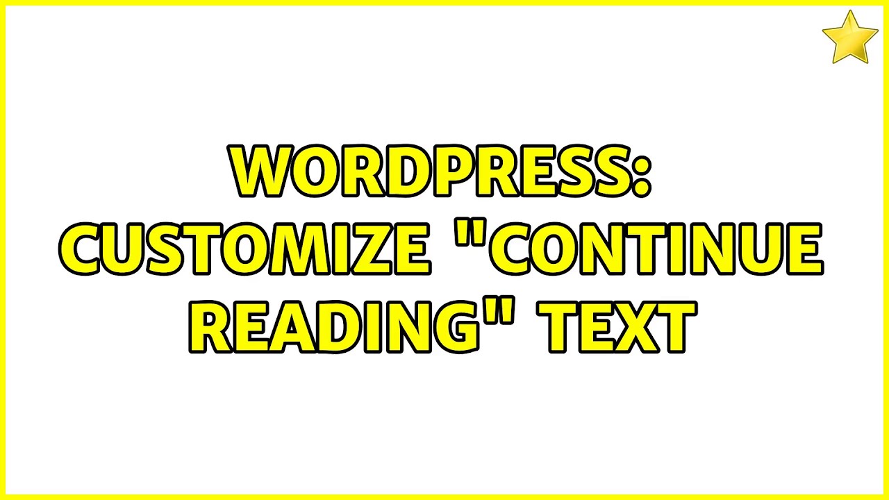 Wordpress: Customize 