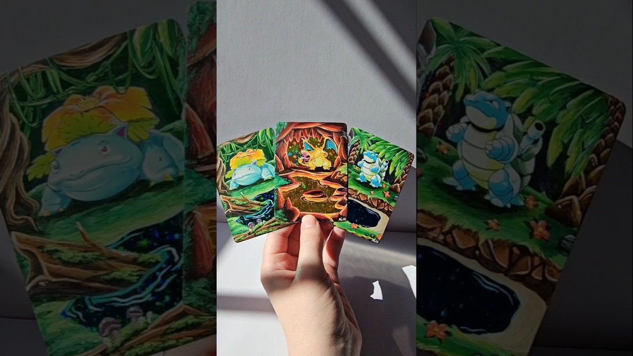 Base Set Charizard Blastoise Venusaur  Custom Painted Cards #charizard #blastoise #venusaur #baseset