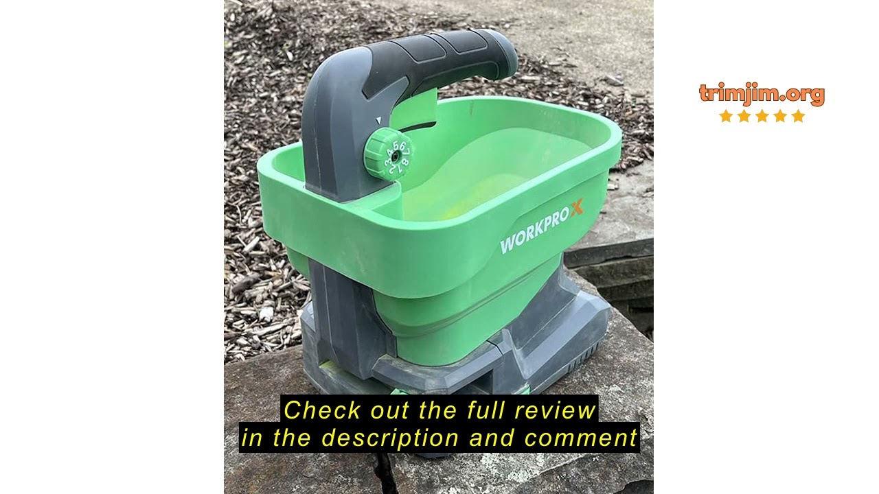 Review WORKPROX Battery Powered Fertilizer Spreader, 7.2V Seed Spreader for Salt, De-Icer, Earth Foo