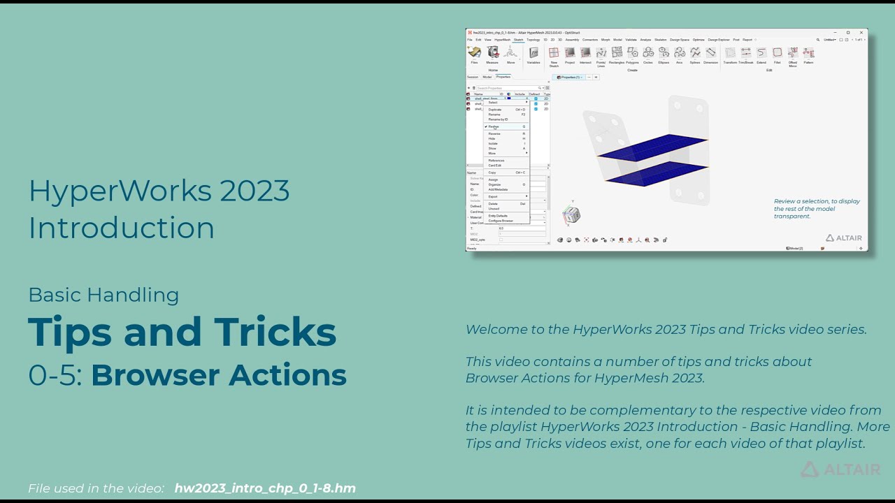 HyperMesh 2023 - Tips and Tricks - Browser Actions