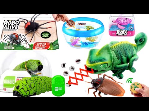 4K| UNBOXING BIG SET ROBO ALIVE CHAMELEON , ROBO caterpillar , ZURU AQUARIUM, ROBO FISH | ASMR