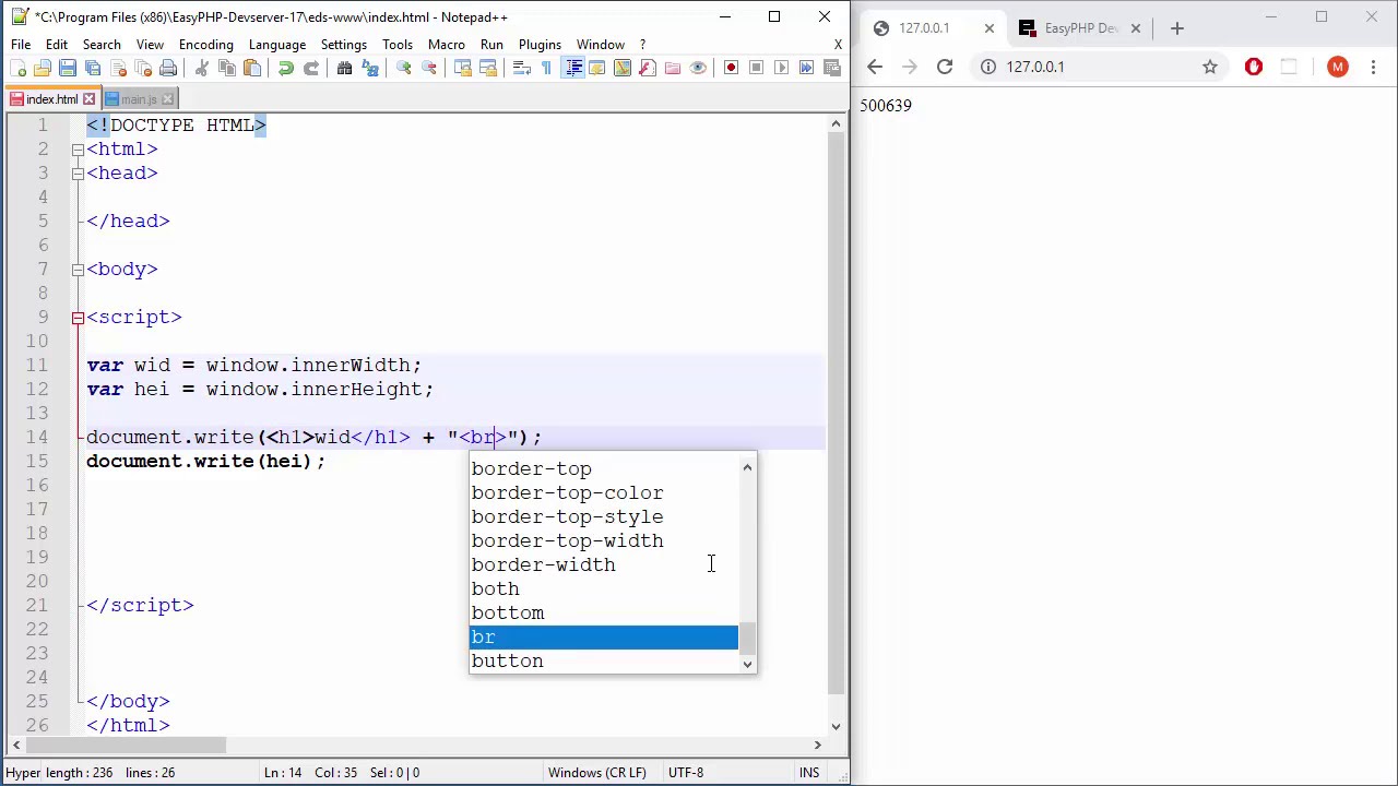 JavaScript Tutorial - 38 - Get Window Size in JS