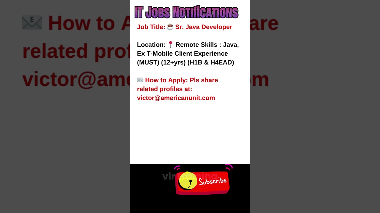 HIRING Sr  Java Developer Oct 22, 2025