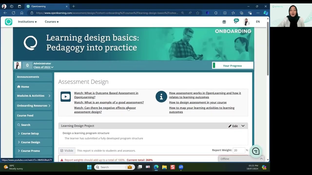 OpenLearning - Courses: Assessment Settings